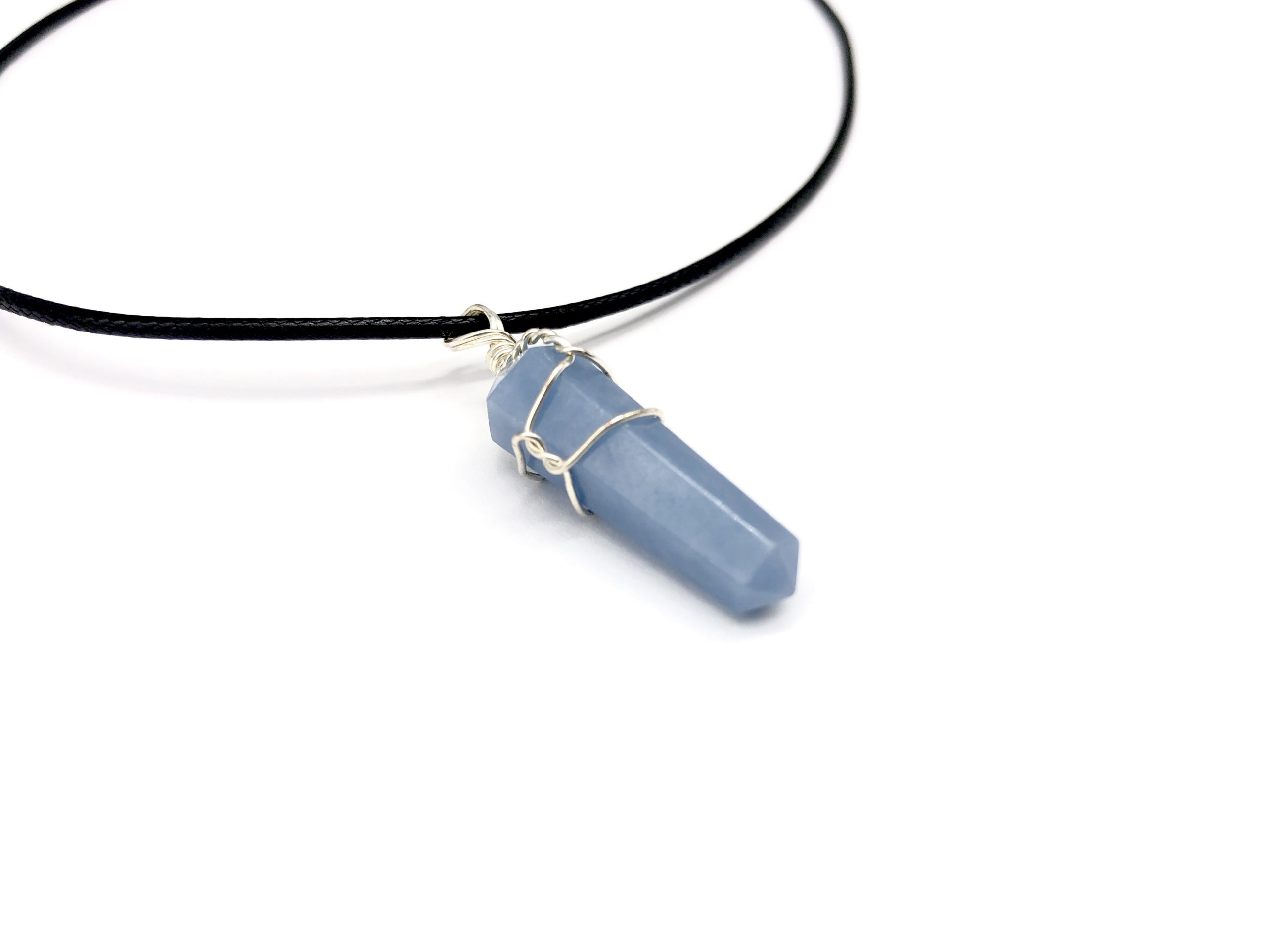 Angelite Necklace – Wrapped Point – A Time for Karma