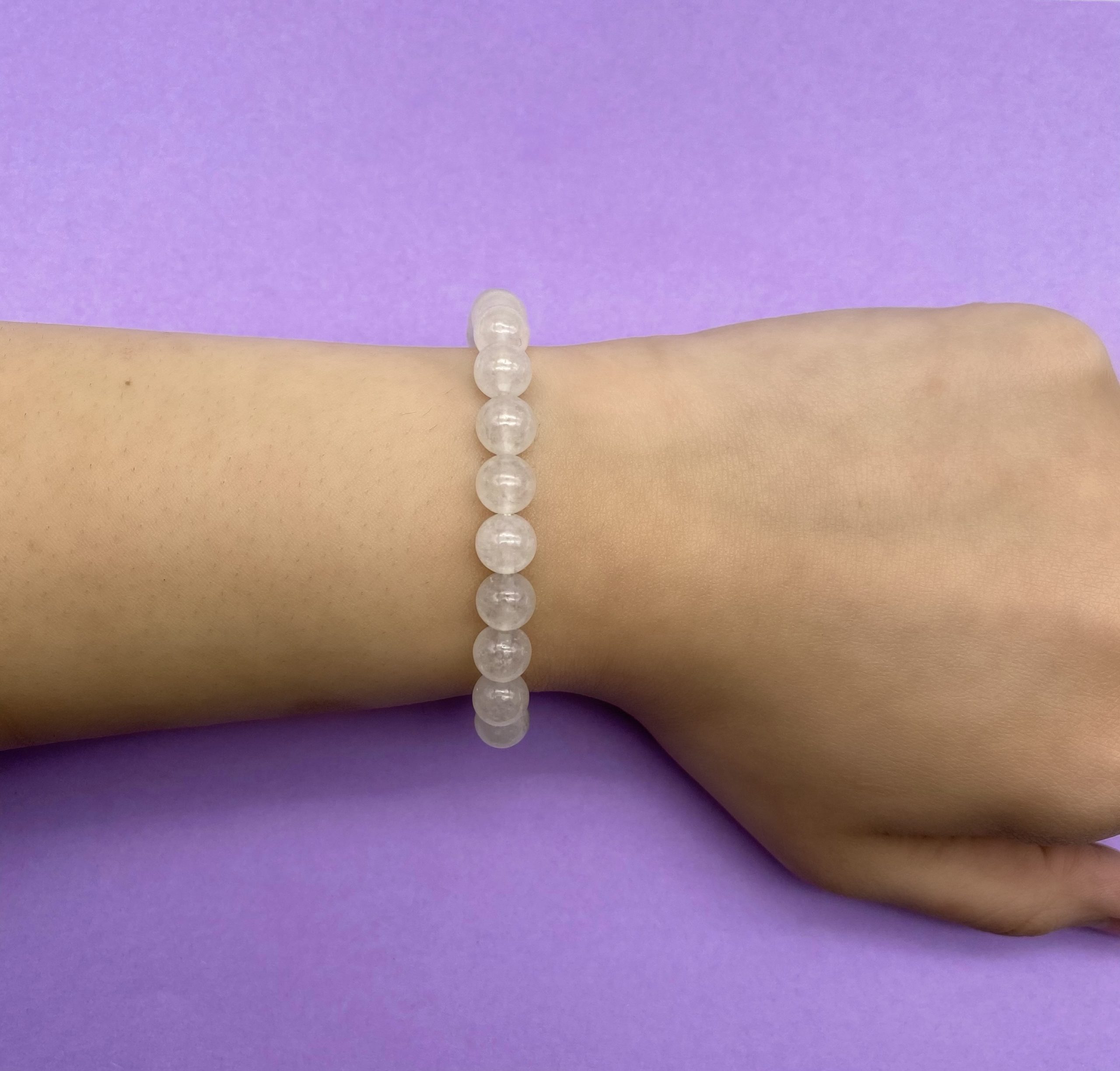 Snow Quartz Bracelet – Large Bead 8mm – A Time for Karma