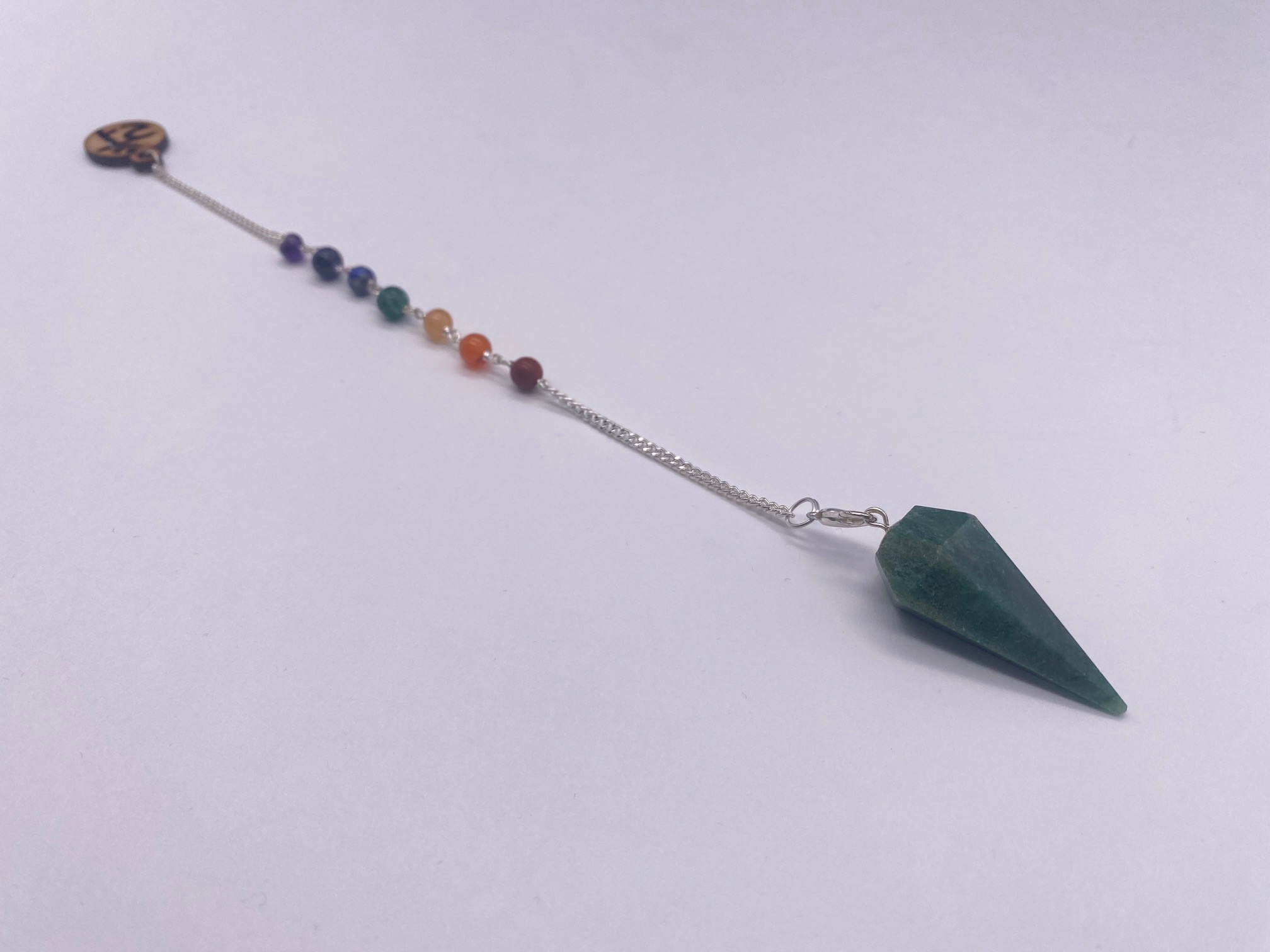 Pendulum – Green Aventurine with Chakra Beads – A Time for Karma