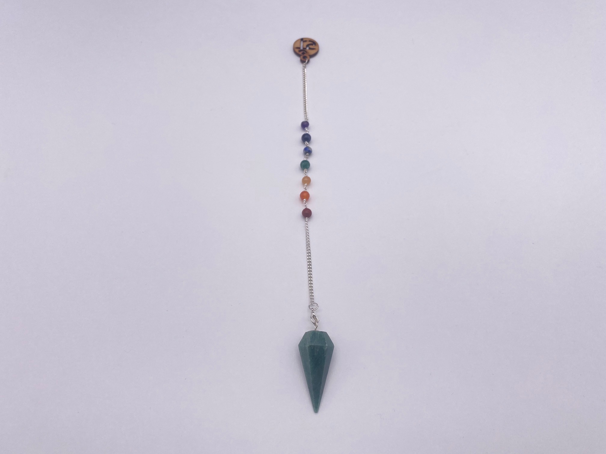 Pendulum – Green Aventurine with Chakra Beads – A Time for Karma