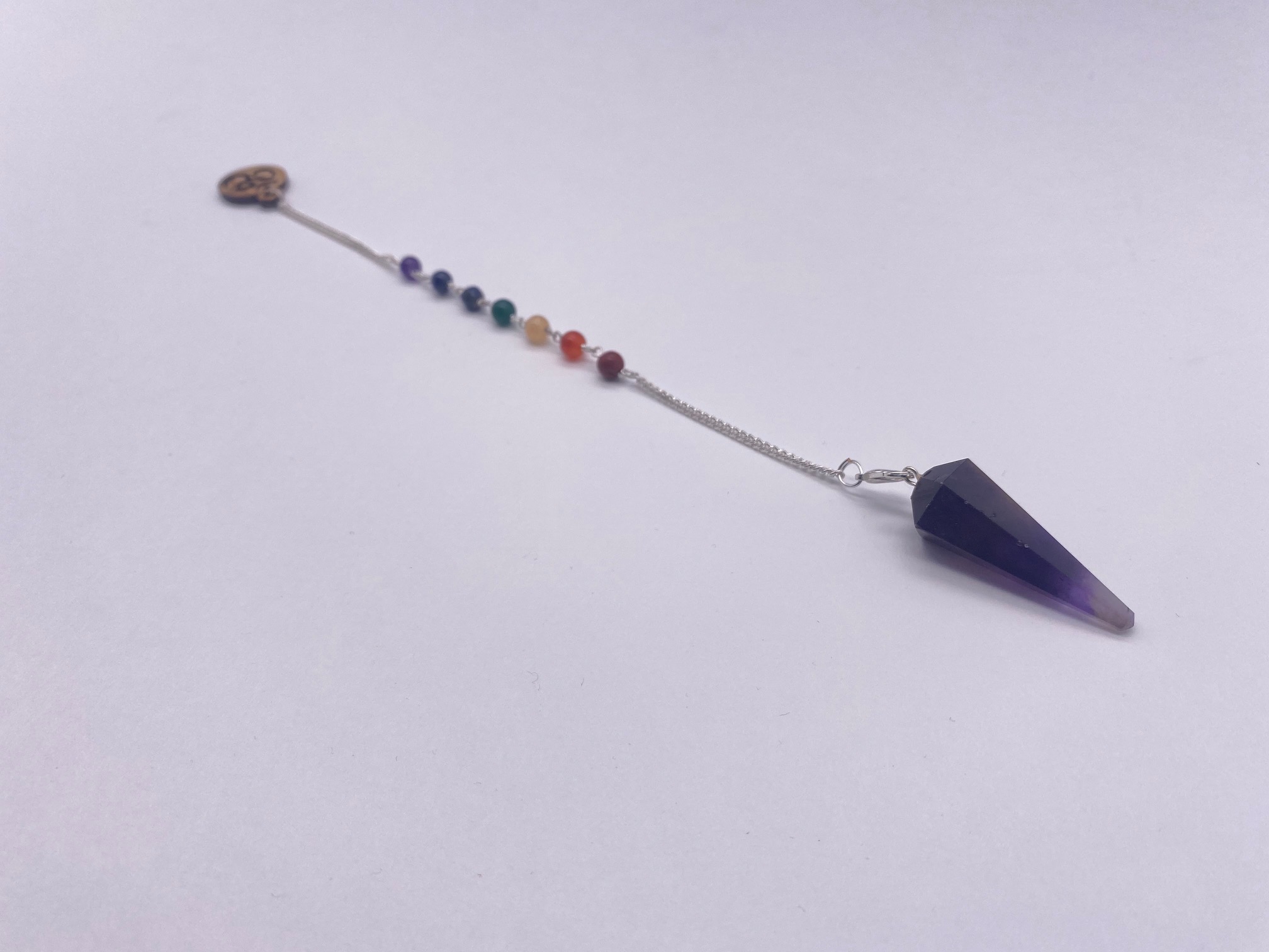 Pendulum – Amethyst with Chakra Beads – A Time for Karma
