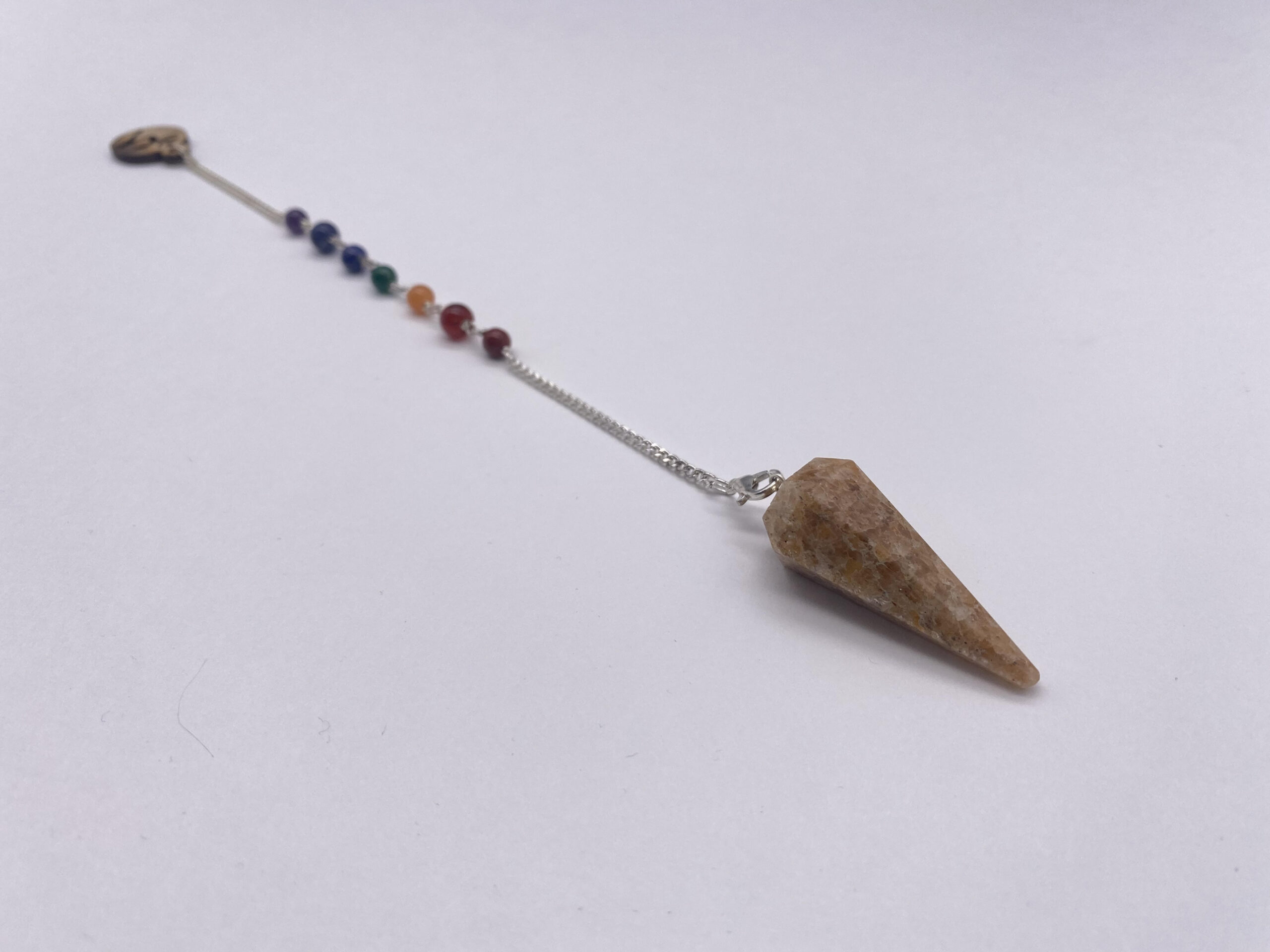 Pendulum – Sunstone with Chakra Beads – A Time for Karma