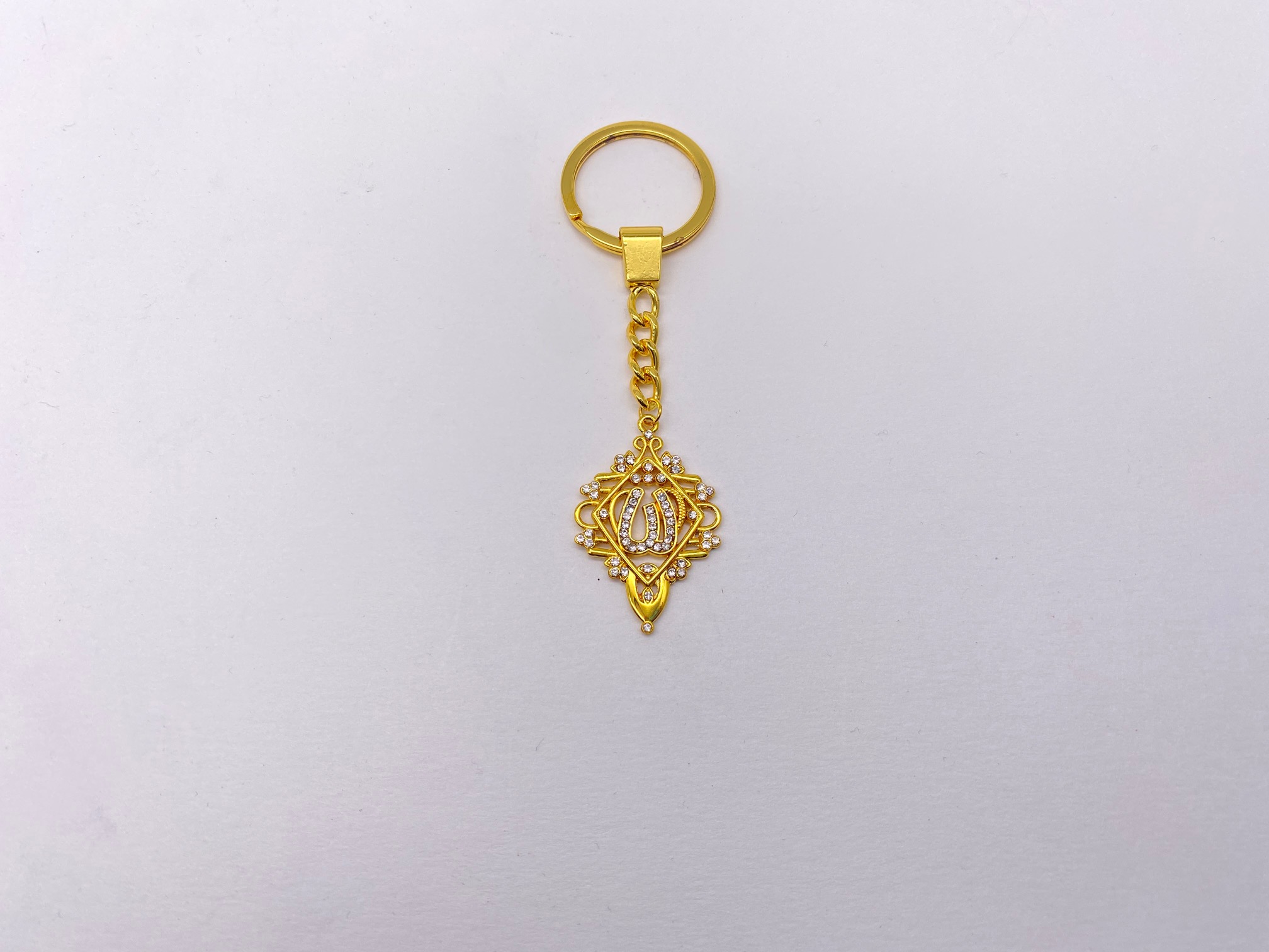 Keychain – Allah Symbol Inside of Diamond [Gold] – A Time for Karma